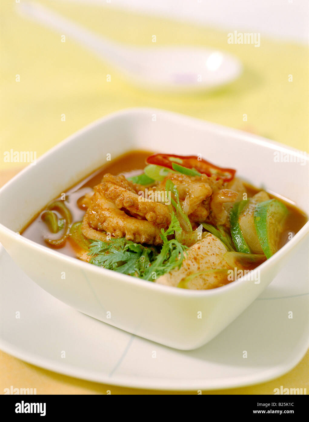 Asian seafood cuisine with variety of shrimp, fish and shell Stock ...