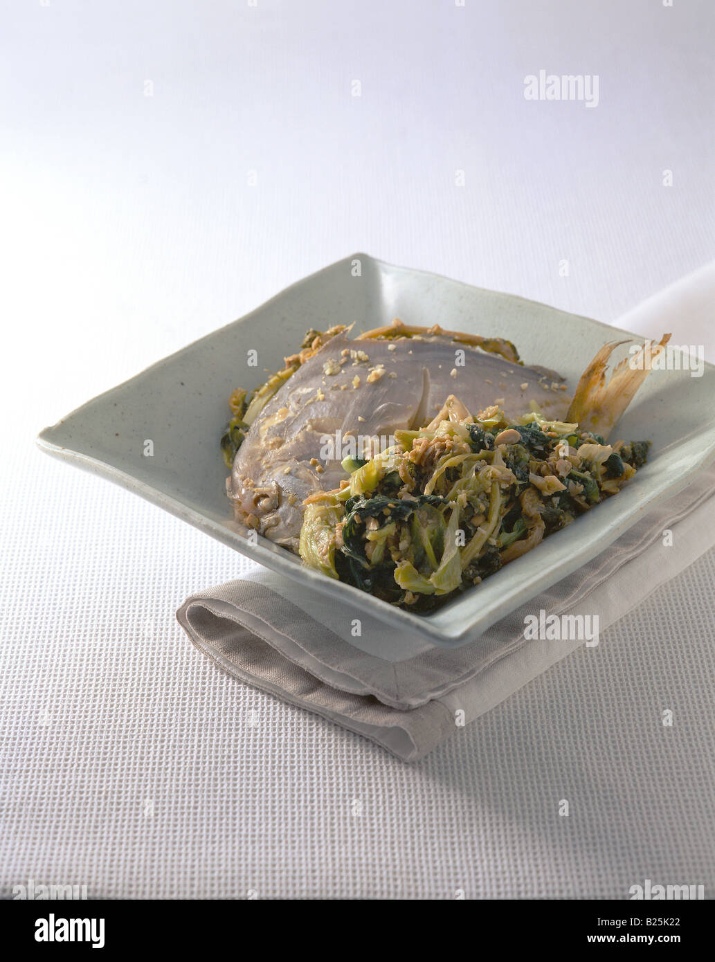 Asian seafood cuisine with variety of shrimp, fish and shell Stock ...