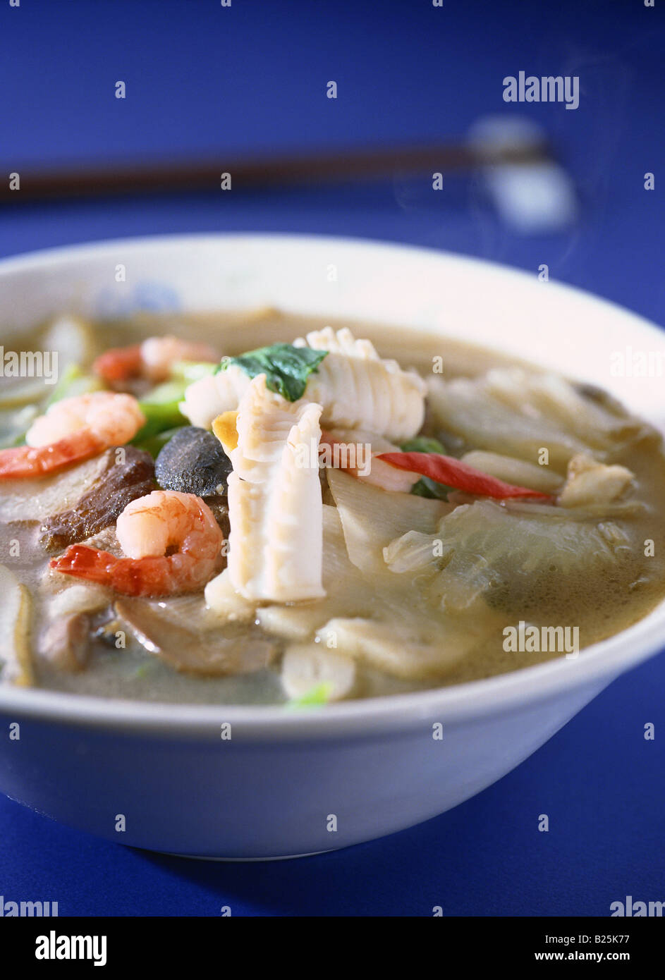 Asian seafood cuisine with variety of shrimp, fish and shell Stock ...