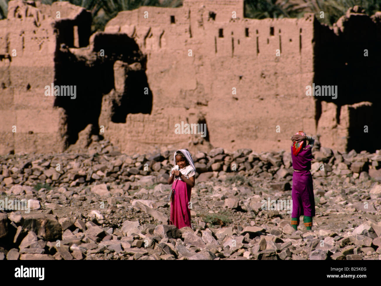Berber children in the village of Tinerhir in the Dades valley ...