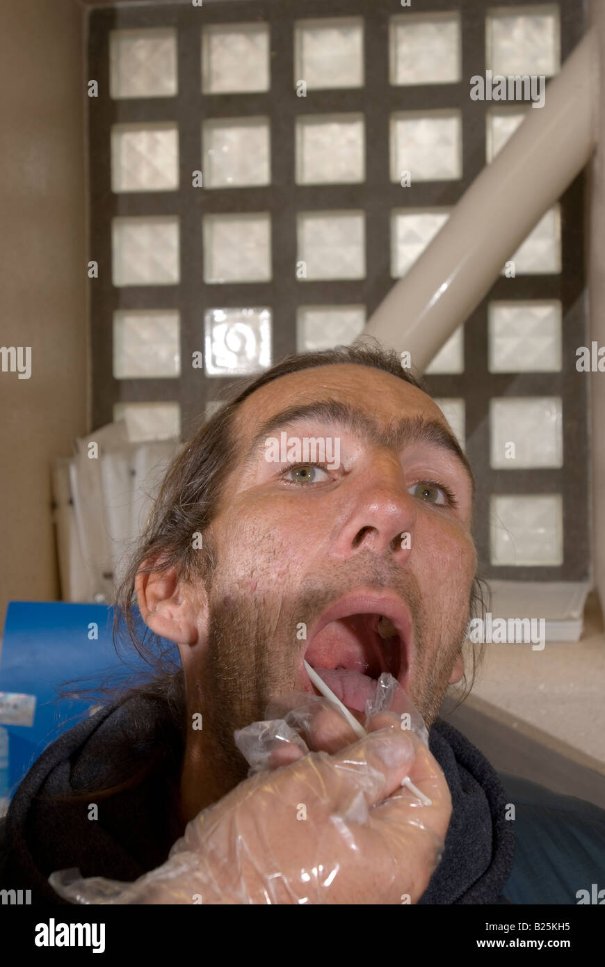 DNA test on white male suspect in police station Stock Photo - Alamy