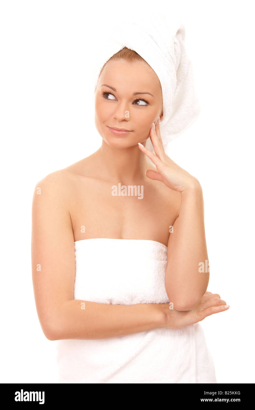 Portrait of beautiful woman before spa treatment Stock Photo - Alamy