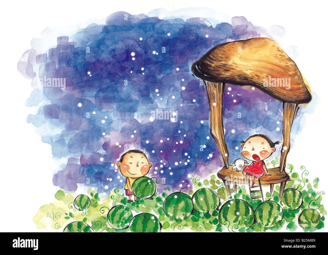 Kids playing at night Stock Photo - Alamy