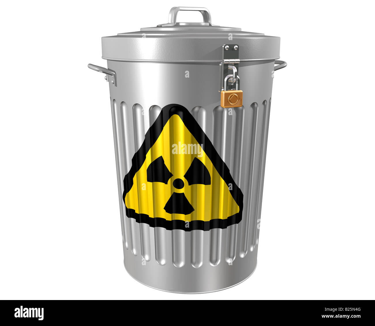 Illustration of a traditional trashcan containing radioactive waste ...