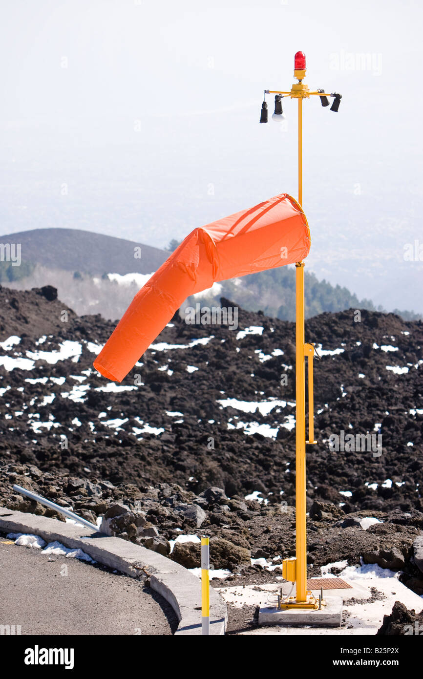Red wind cone on mount Etna, Sicily, Italy Stock Photo - Alamy