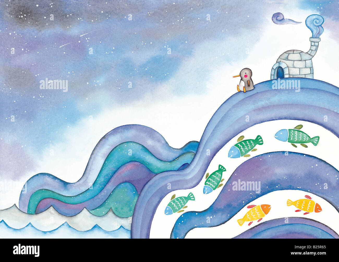 Illustration of scenic view Stock Photo - Alamy