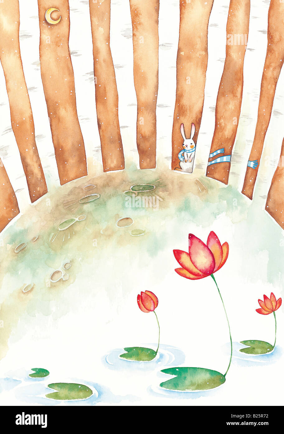 Illustration of scenic view Stock Photo - Alamy