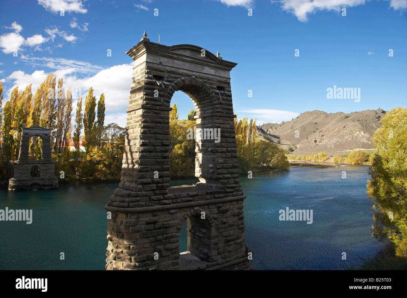 Historic Bridge Piers Clutha River Alexandra Central Otago South Island ...