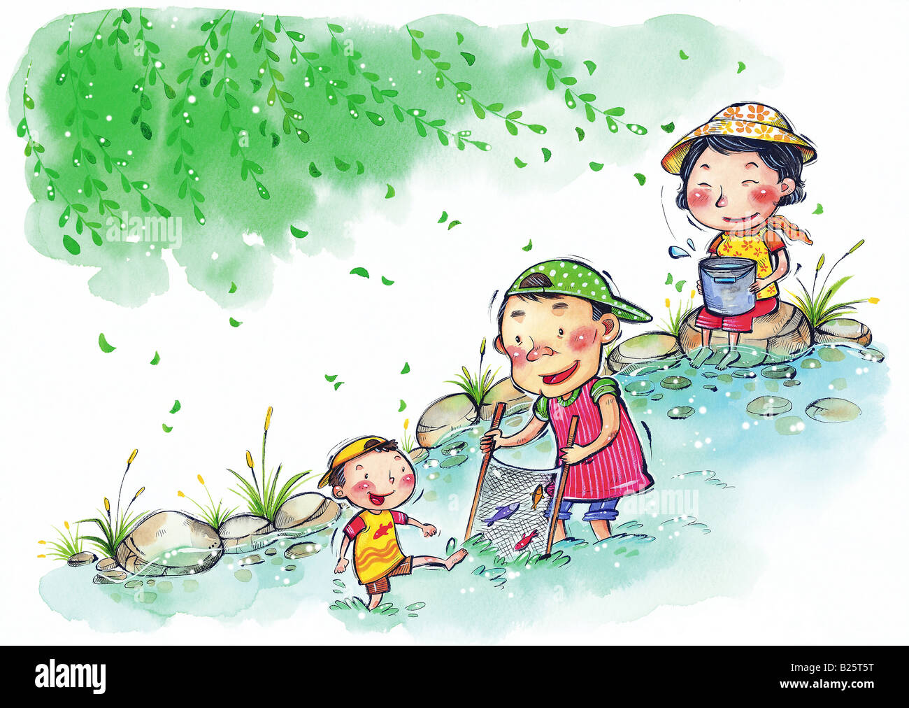 Illustration of family activities Stock Photo - Alamy