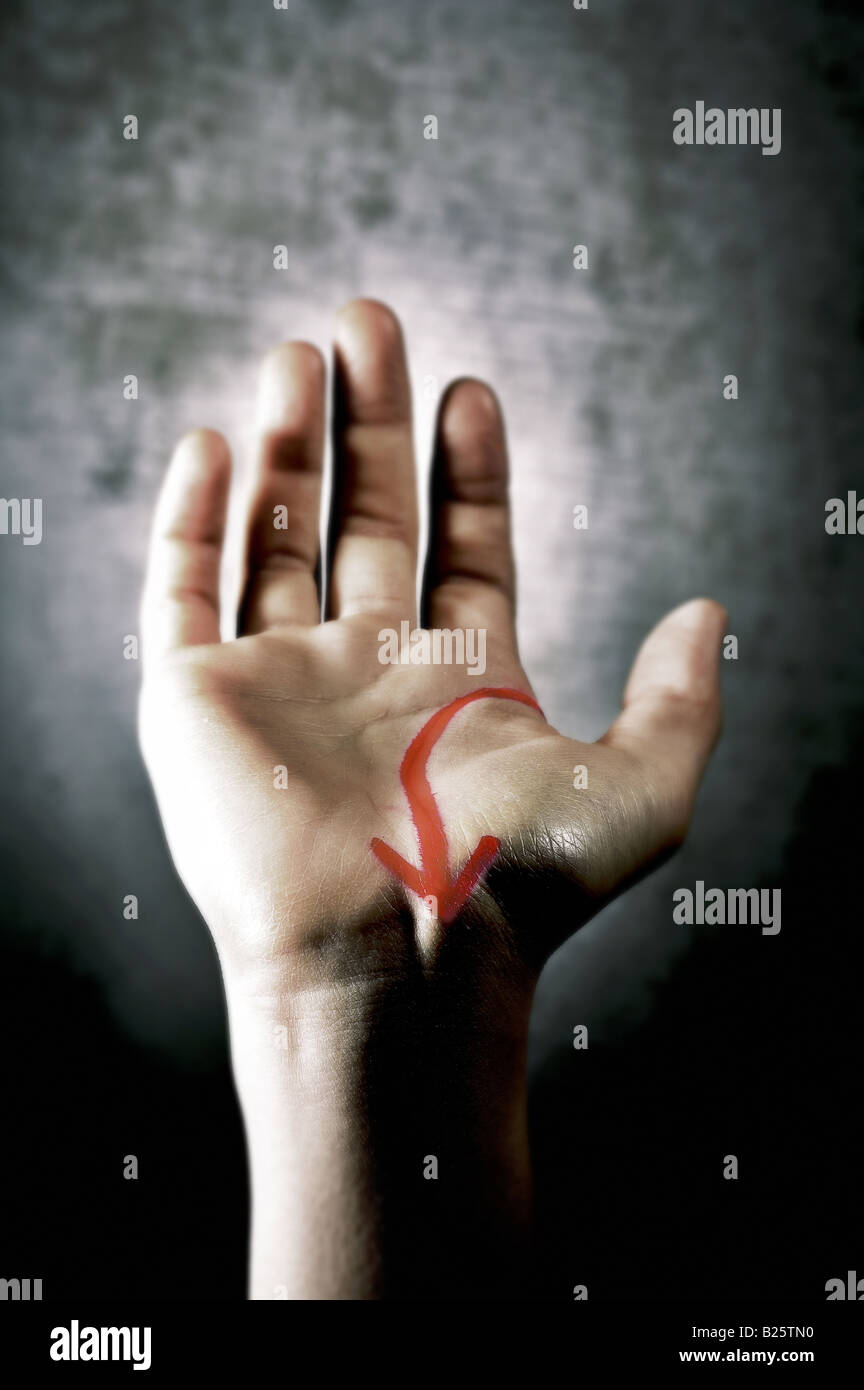 Hand written with arrow Stock Photo - Alamy