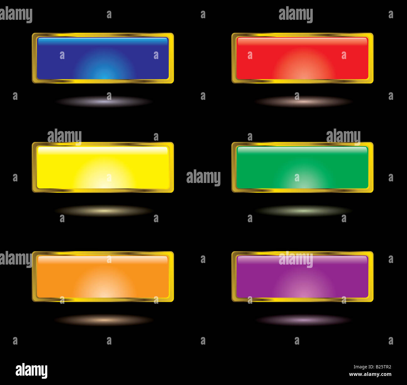 Collection of six gel filled buttons with gold bevel Stock Photo - Alamy