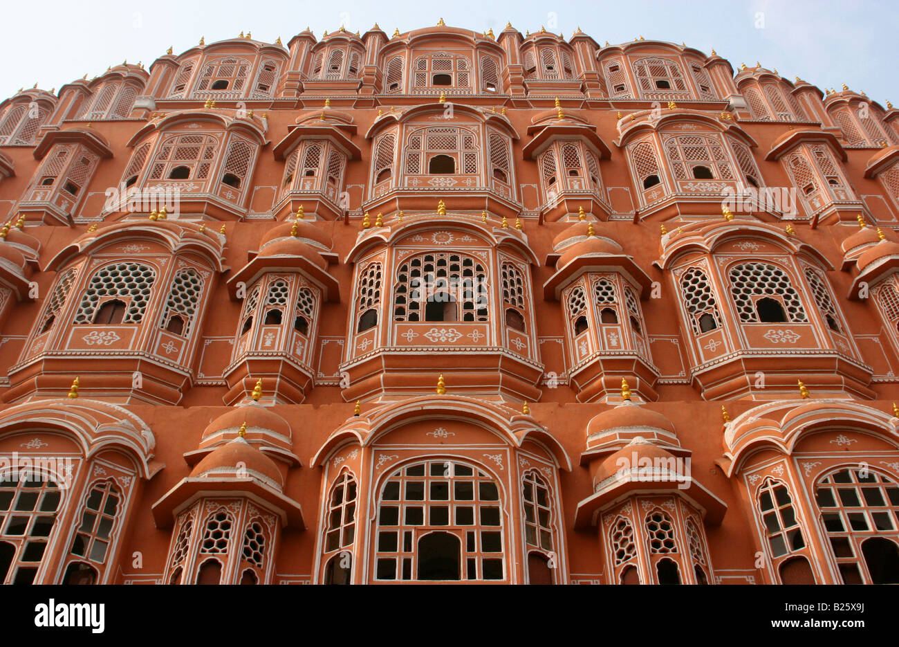 View of the newly restored Hawa Mahal palace in the Pink City of Jaipur ...