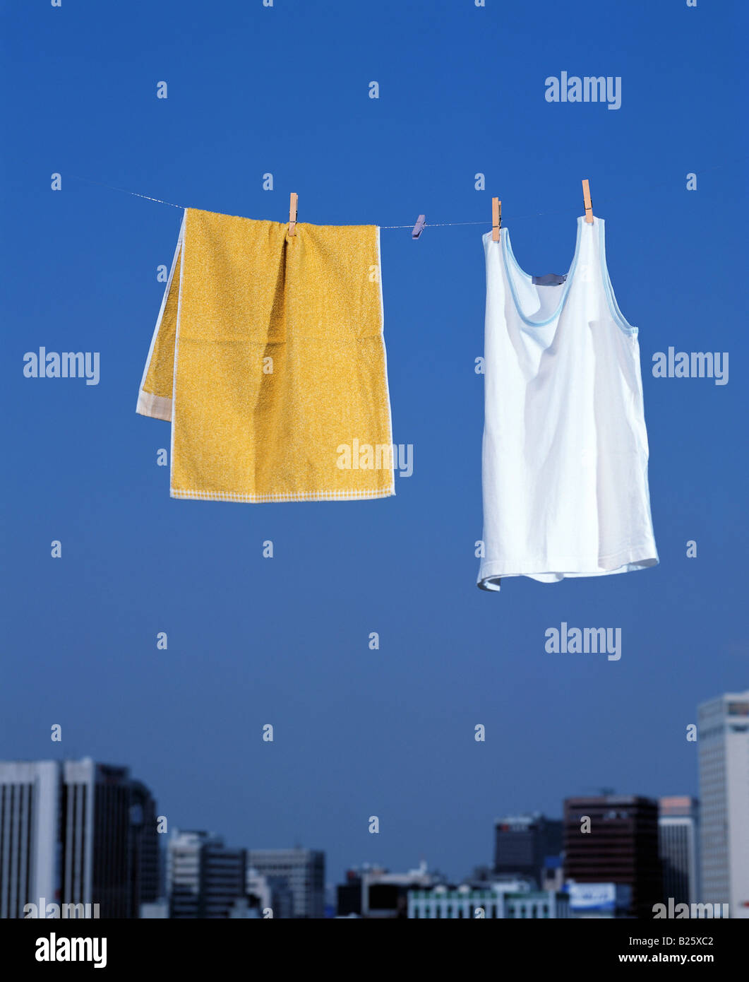 Clothes on clothes line Stock Photo - Alamy