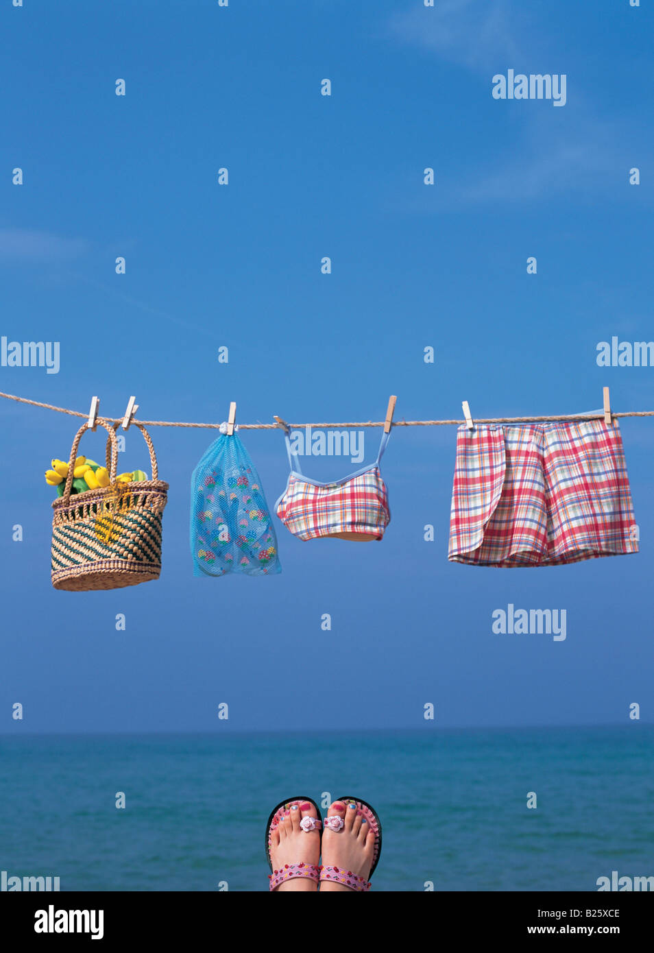 Clothes on clothes line Stock Photo - Alamy