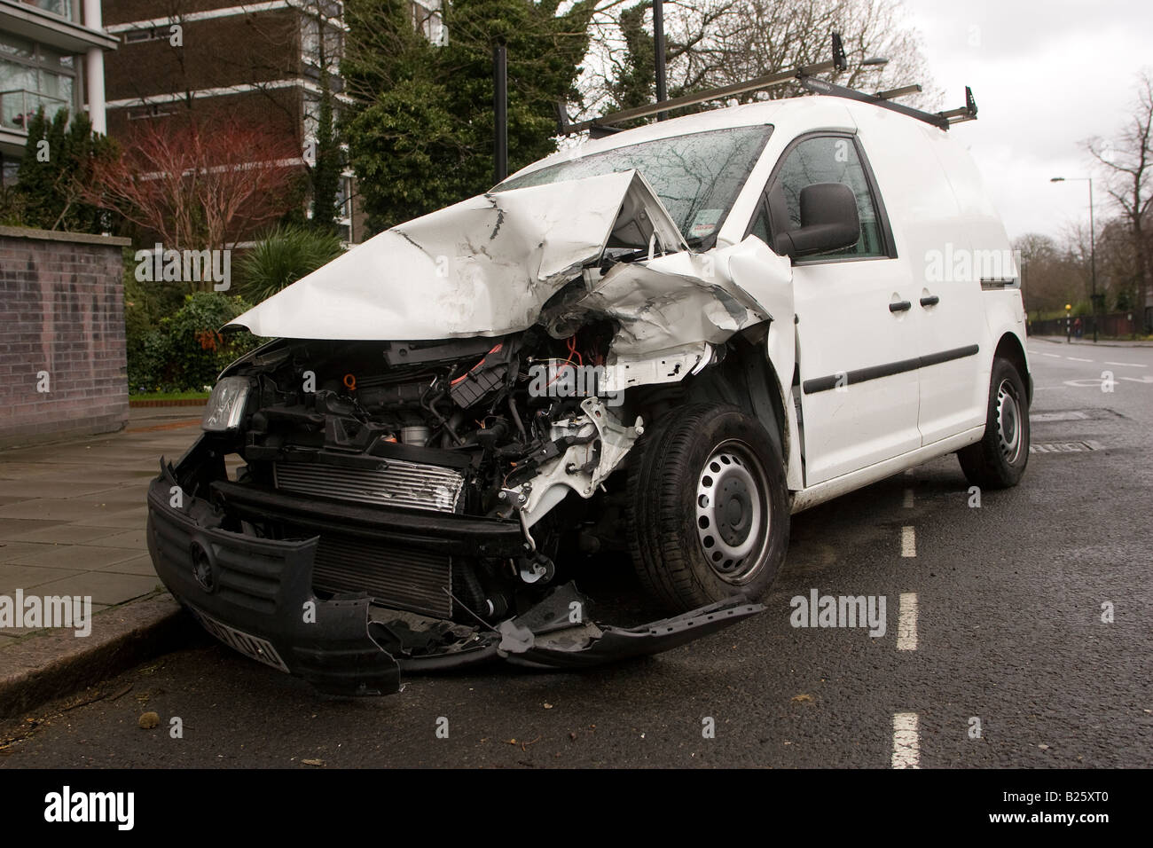 Crashed White Van Stock Photo - Alamy