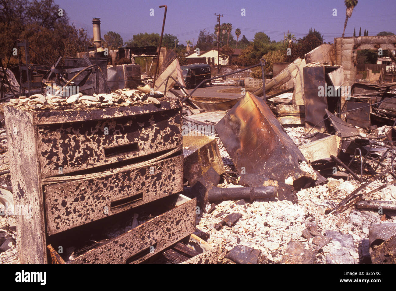 destroyed apartments Painted Cave Fire Santa Barbara California Stock ...