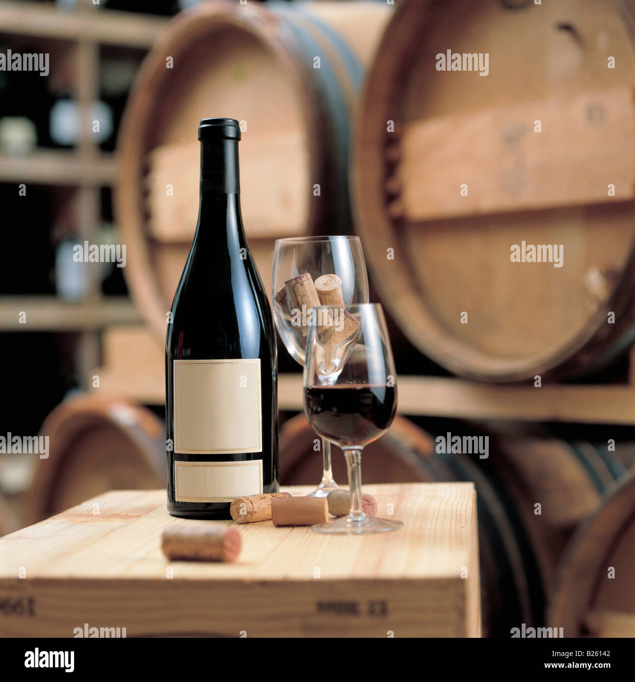 Wine and barrels Stock Photo - Alamy