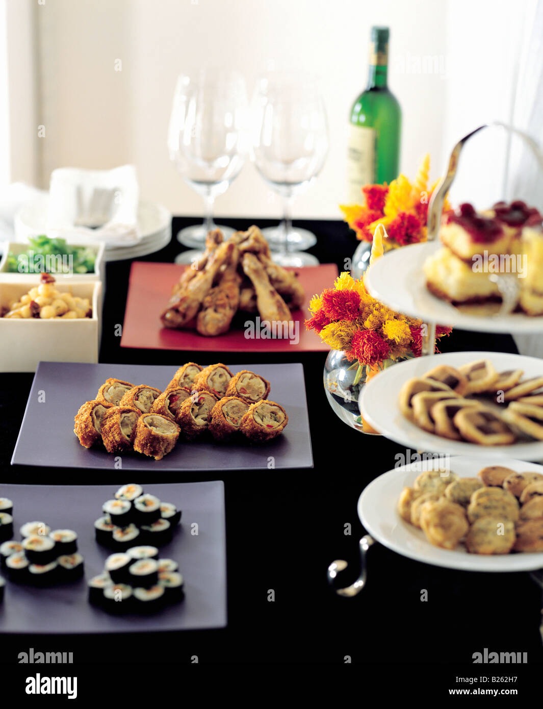 Selection of food on table Stock Photo - Alamy