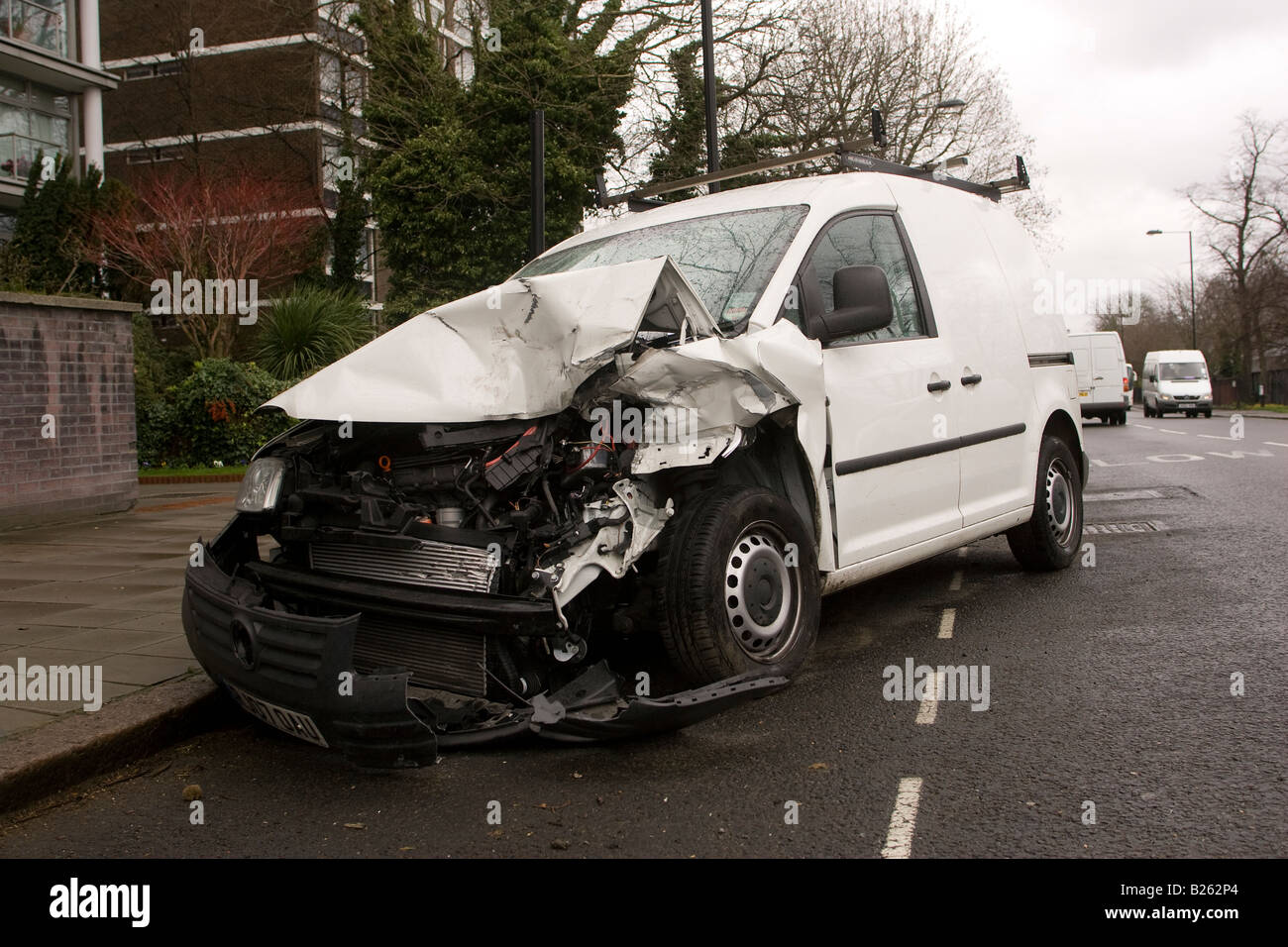 Crashed White Van in London England UK Stock Photo - Alamy