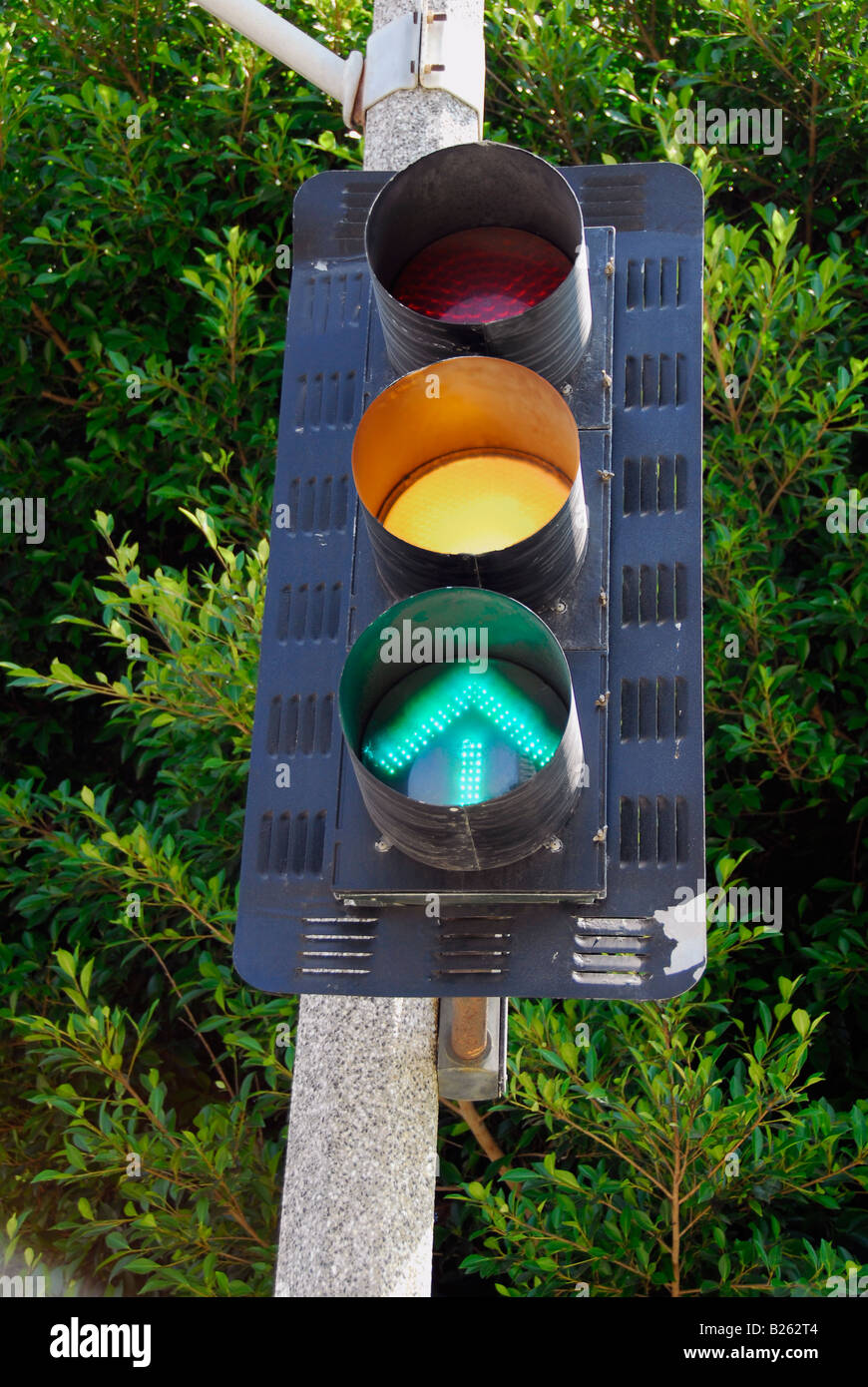 Stop light green arrow for right of way for safety and communication ...