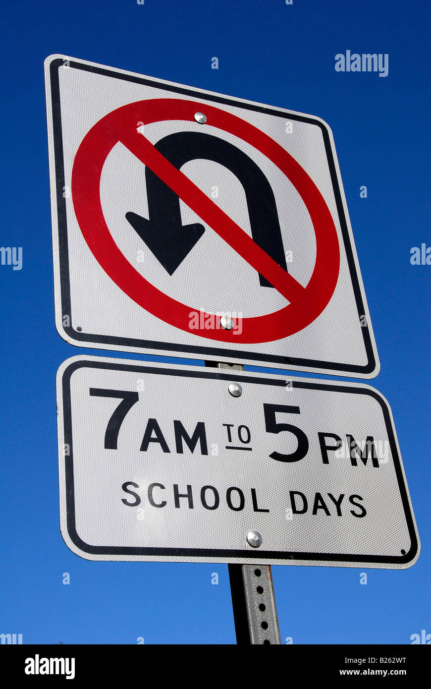 no u turn, school days, traffic, sign, hours, symbols Stock Photo - Alamy