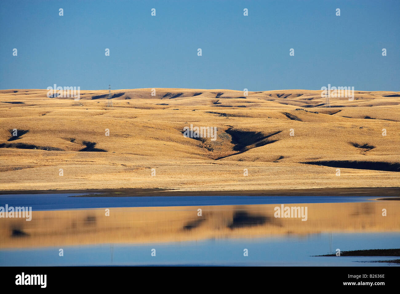 Reflection of Lammermoor Range in Still Water of Logan Burn Reservoir ...