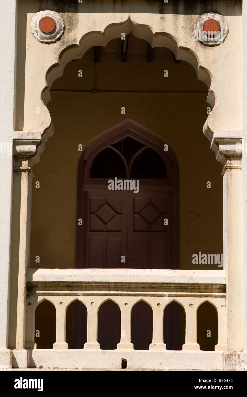 An arch at the Palace Office building in Mysore. The building is a fine ...