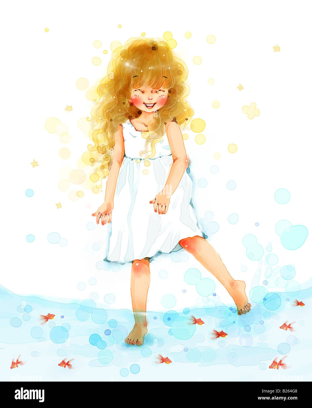 Girl playing with fish Stock Photo - Alamy