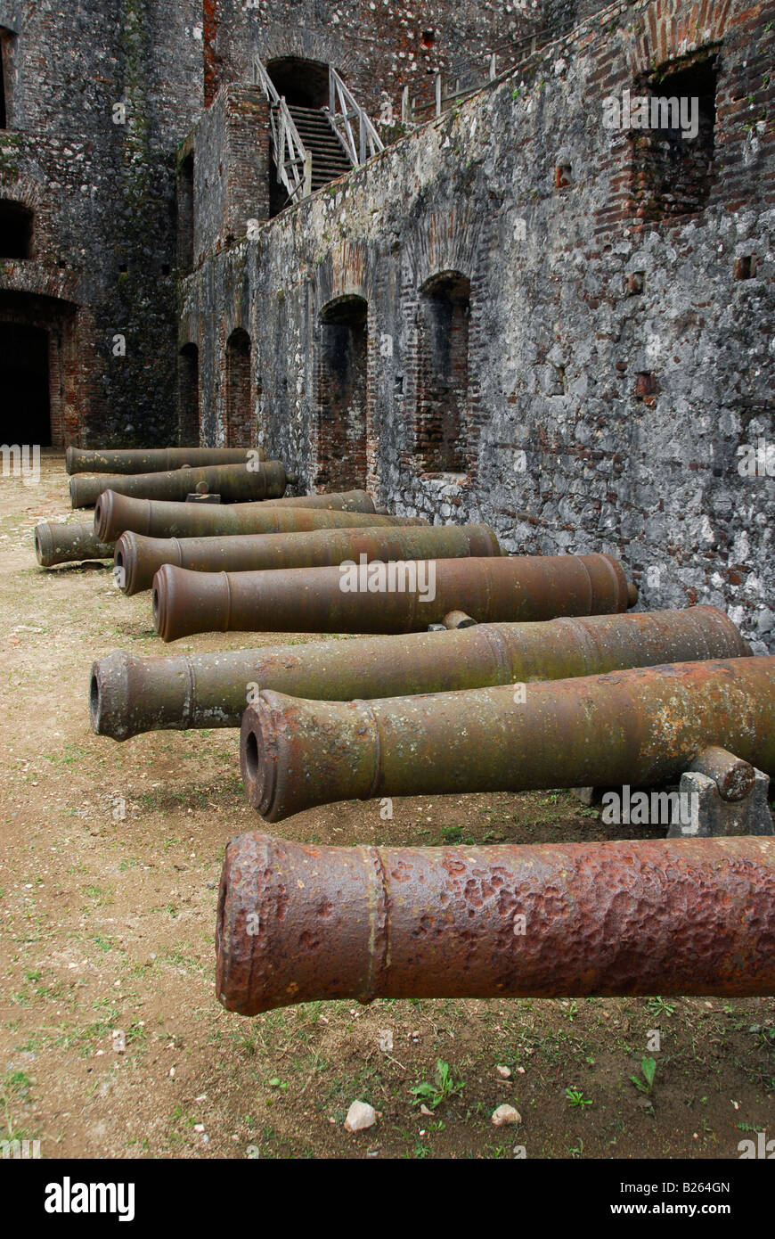 Cannons in the interior of the Citadel in Northern Haiti, Milot Stock ...