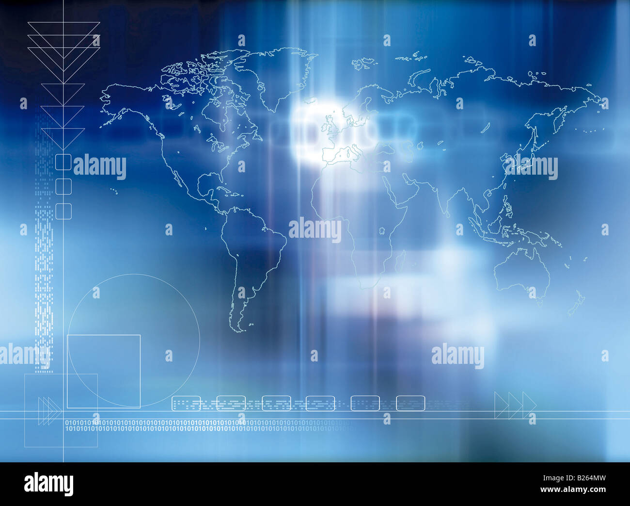 Digital background on world map Stock Photo - Alamy