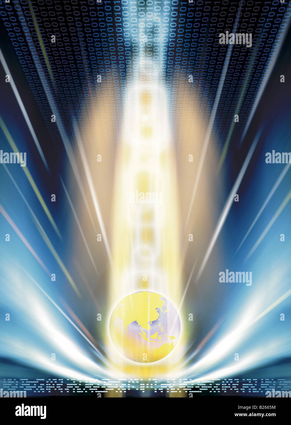 Digital background on binary code and earth Stock Photo - Alamy