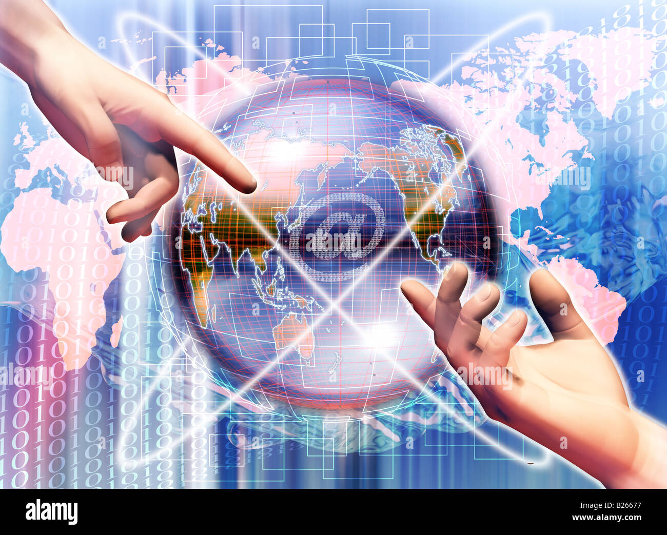 Digital background on hand Stock Photo - Alamy