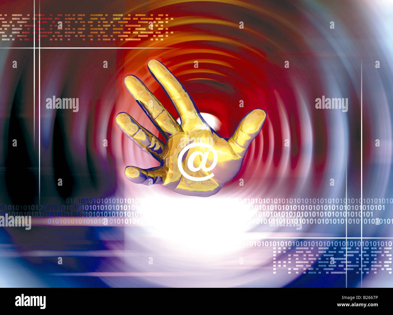 Digital background on hand Stock Photo - Alamy