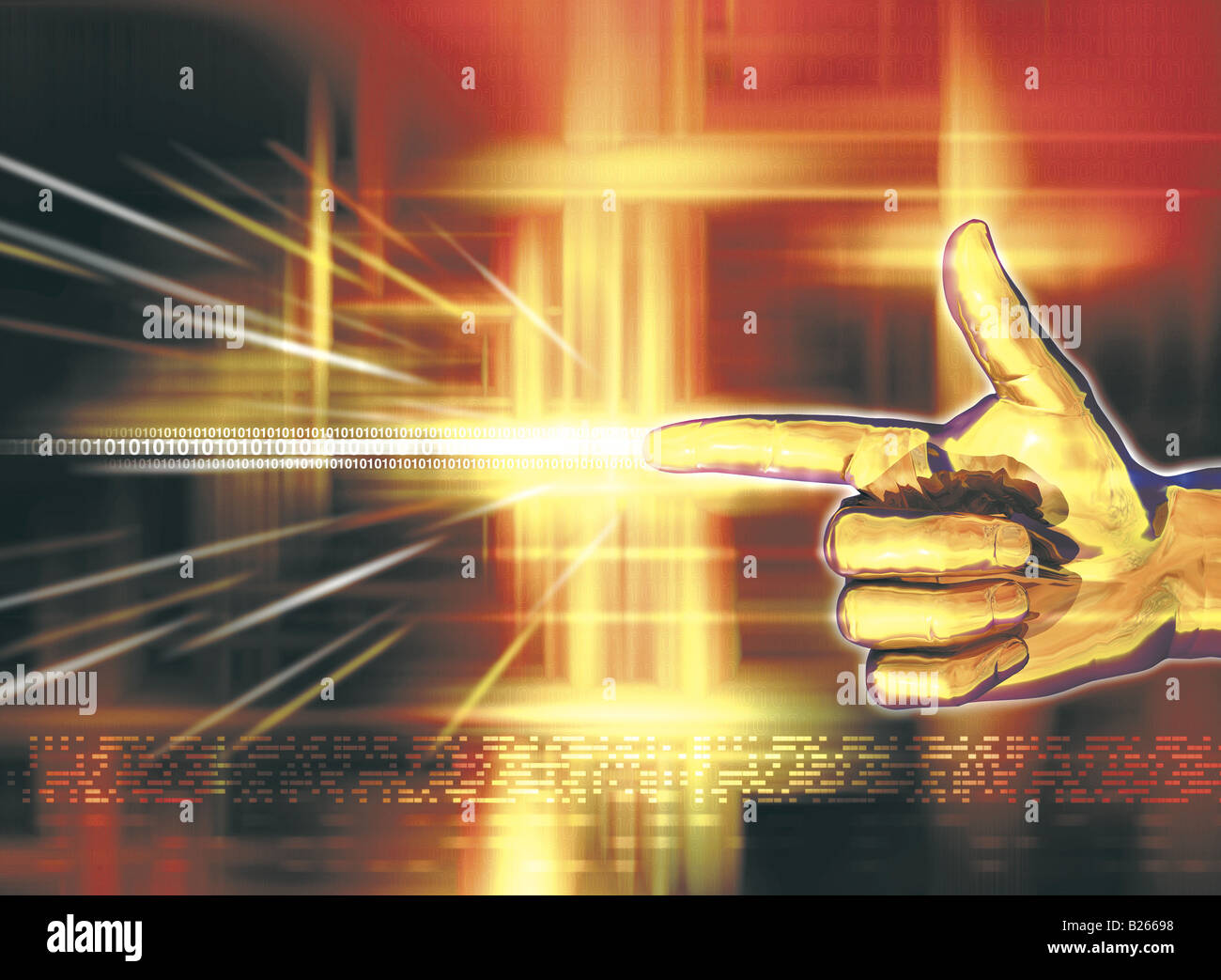 Digital background on hand Stock Photo - Alamy