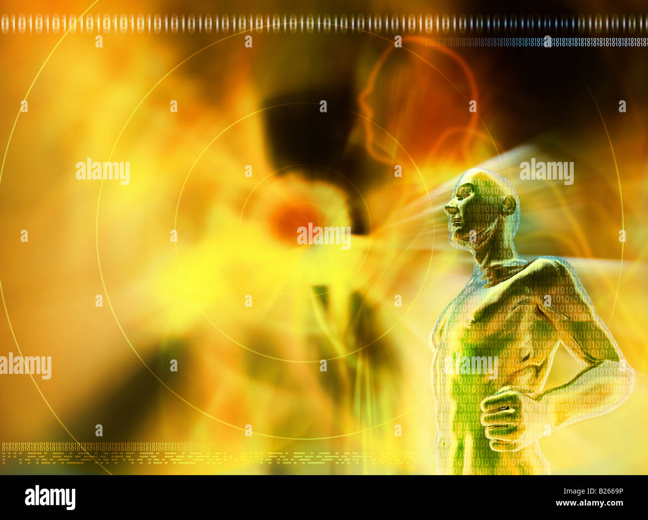 Digital background on man Stock Photo - Alamy