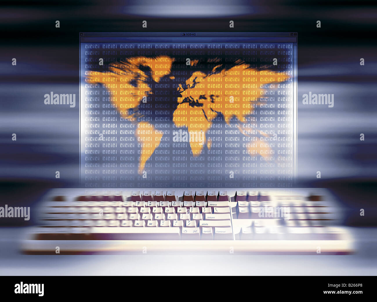 Digital background on world map and keyboard Stock Photo - Alamy