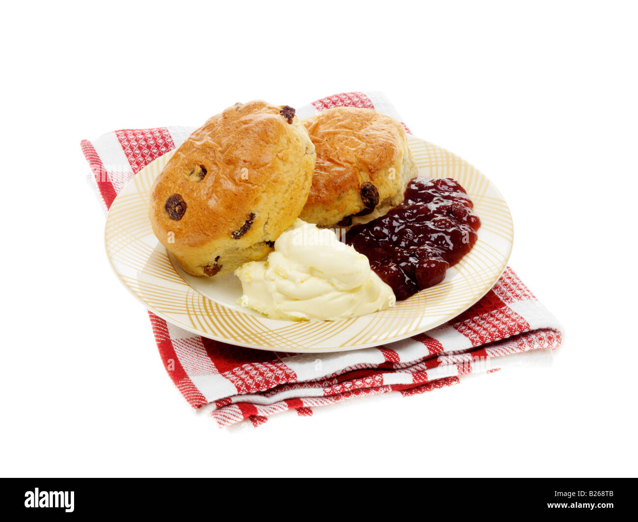 Fresh Authentic British Cream Tea Of Scones Jam And Clotted Cream ...