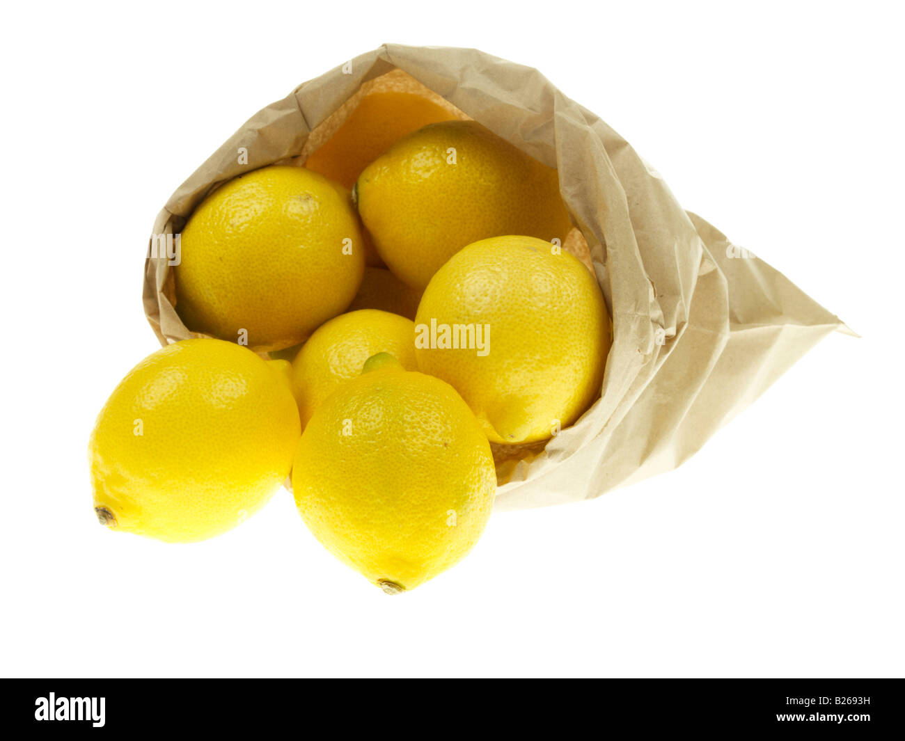 Brown Paper Bag, No Plastic, Of Fresh Ripe Healthy Aromatic Lemons With ...