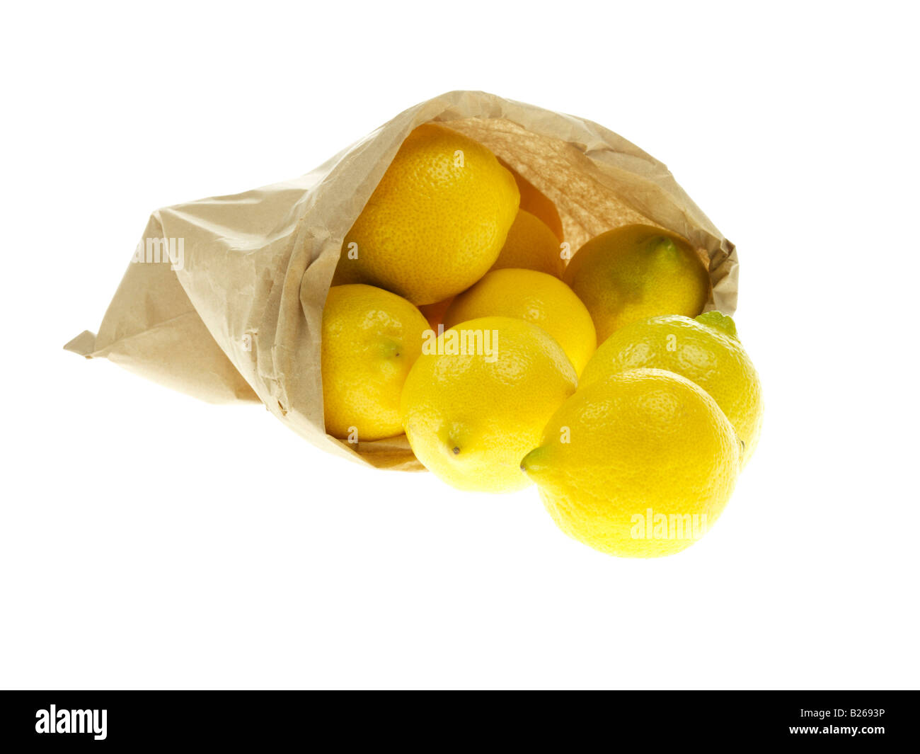 Brown Paper Bag, No Plastic, Of Fresh Ripe Healthy Aromatic Lemons With ...