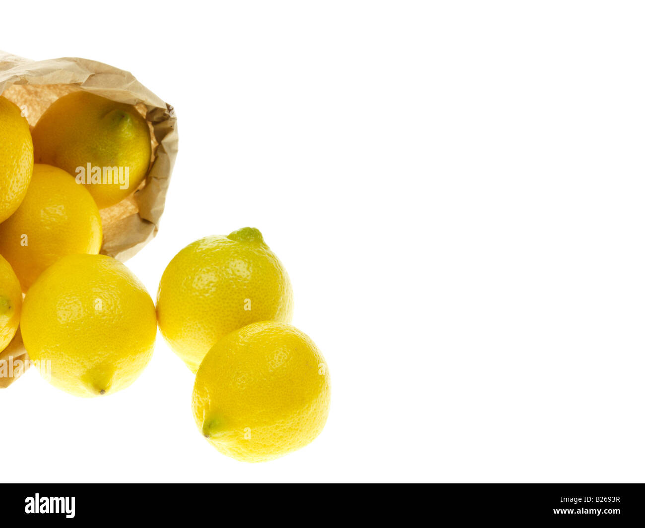 Brown Paper Bag, No Plastic, Of Fresh Ripe Healthy Aromatic Lemons With ...