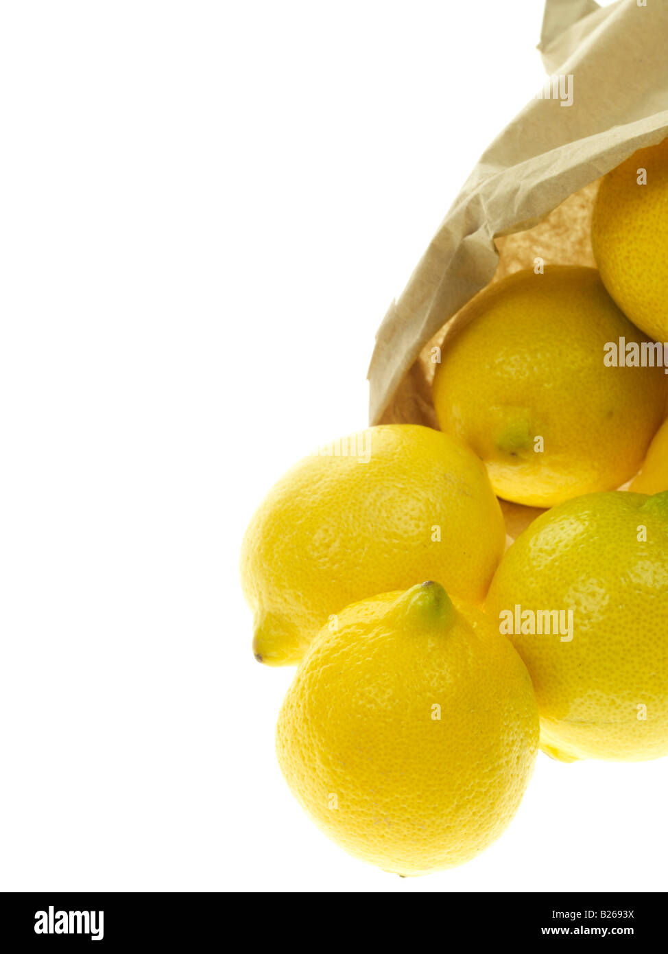 Brown Paper Bag, No Plastic, Of Fresh Ripe Healthy Aromatic Lemons With ...