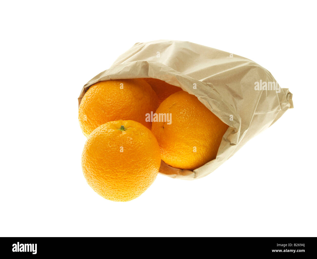 Brown Paper Bag, Not Plastic, Of Ripe Fresh Juicy Healthy Oranges With ...