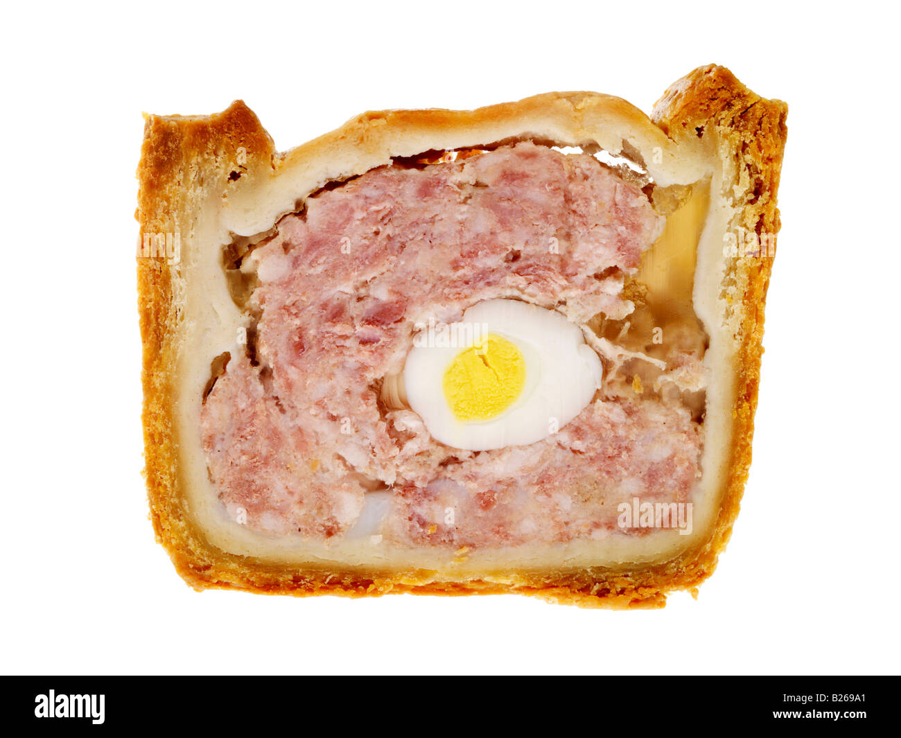 Fresh Slice Of Pork Pie With Egg Isolated White Background With A ...