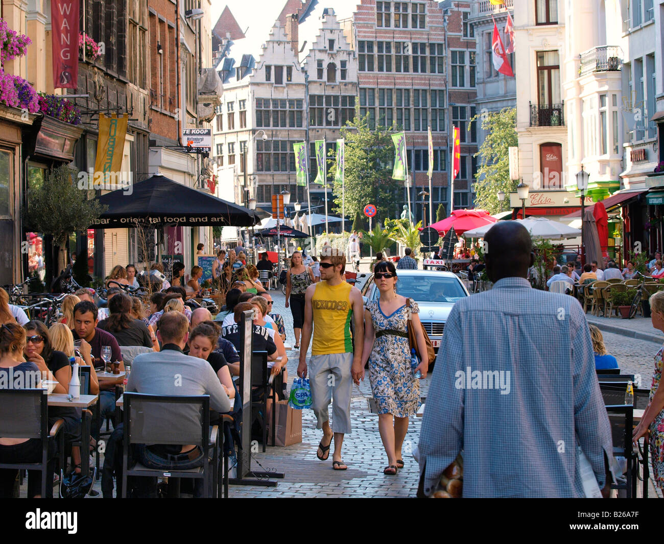 People many tourists in the historic city center of Antwerp Flanders ...