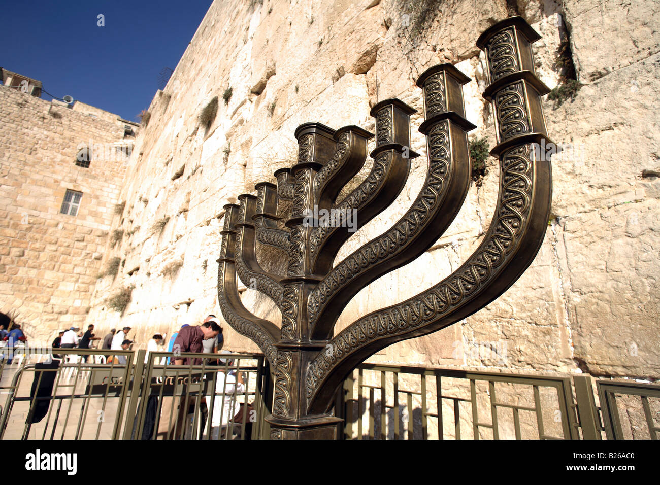 Hannukkah Menorah at the Wailing Wall, Jerusalem, Israel Stock Photo ...