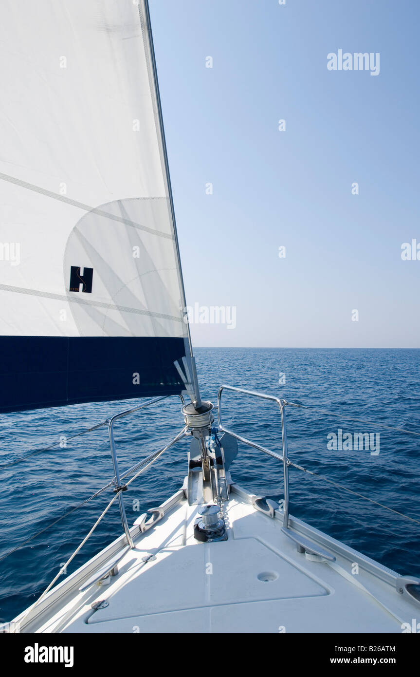 Bow of a sailing boat and sail, yacht, sailing trip, Croatia Stock ...