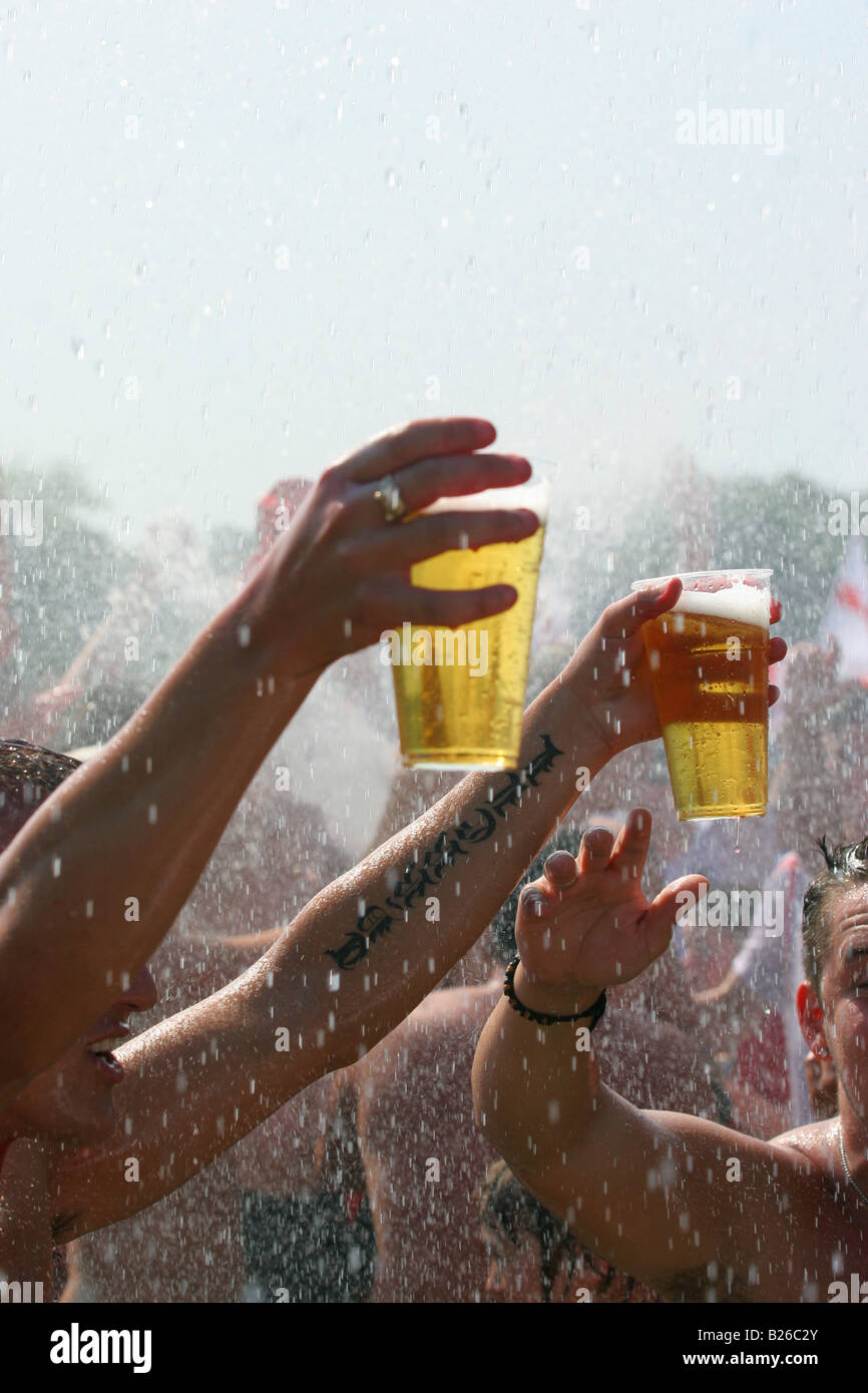 English soccer fans drink beer, Gelsenkirchen, Germany Stock Photo - Alamy