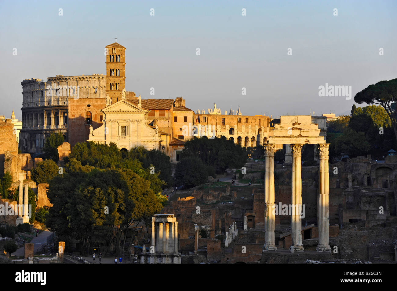 Roman Forum, Forum Romanum with Basilica of Maxentius, Colosseum in the ...