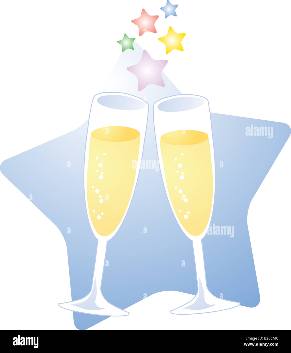 A starry toast with champagne two glasses of champagne toasting to ...