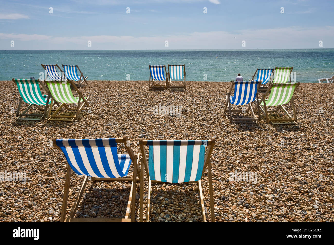 deck chairs beach brighton sea side Stock Photo - Alamy